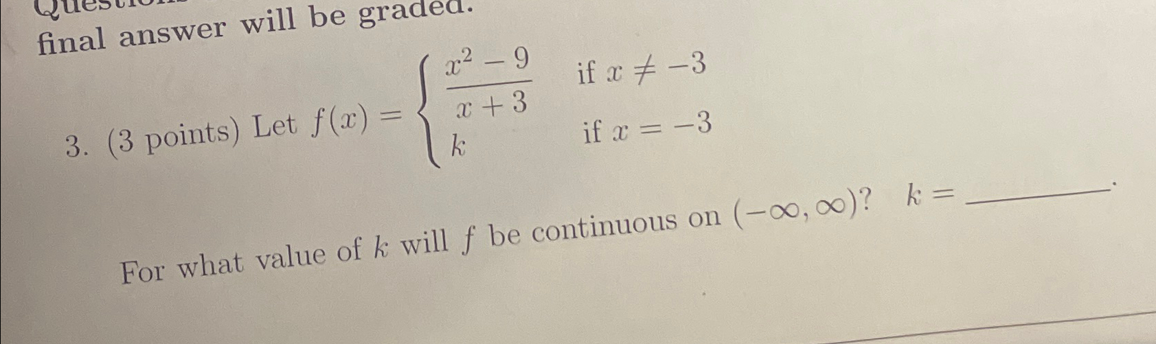 Solved final answer will be graded.3. (3 ﻿points) ﻿Let | Chegg.com