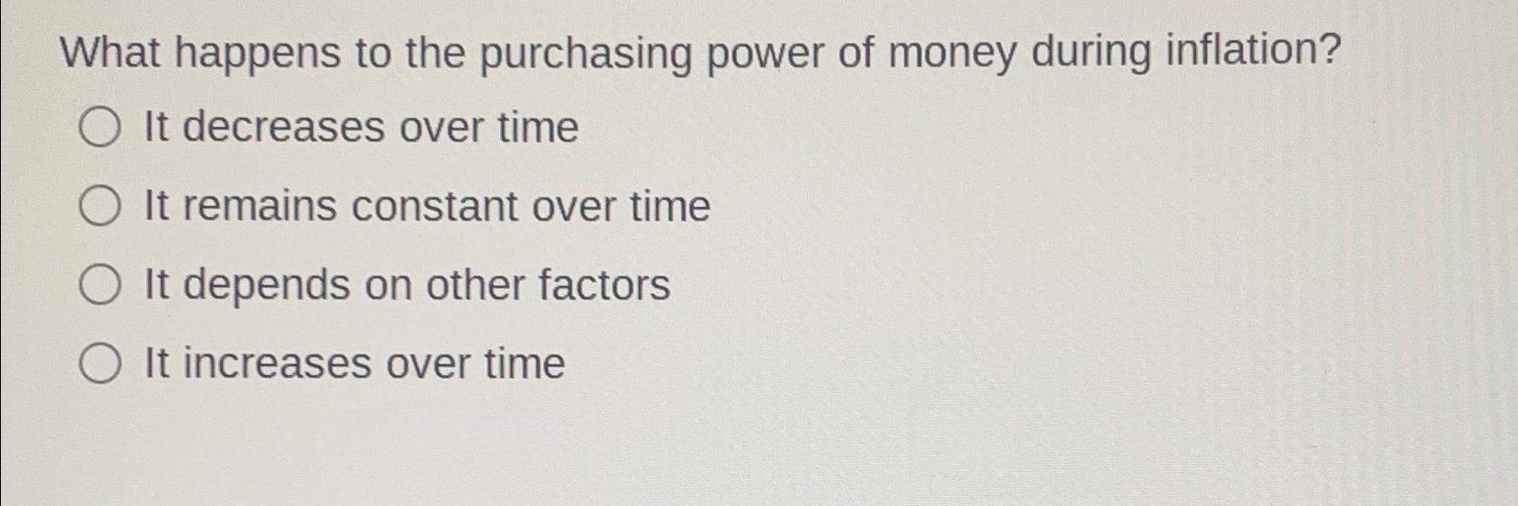 Solved What happens to the purchasing power of money during | Chegg.com
