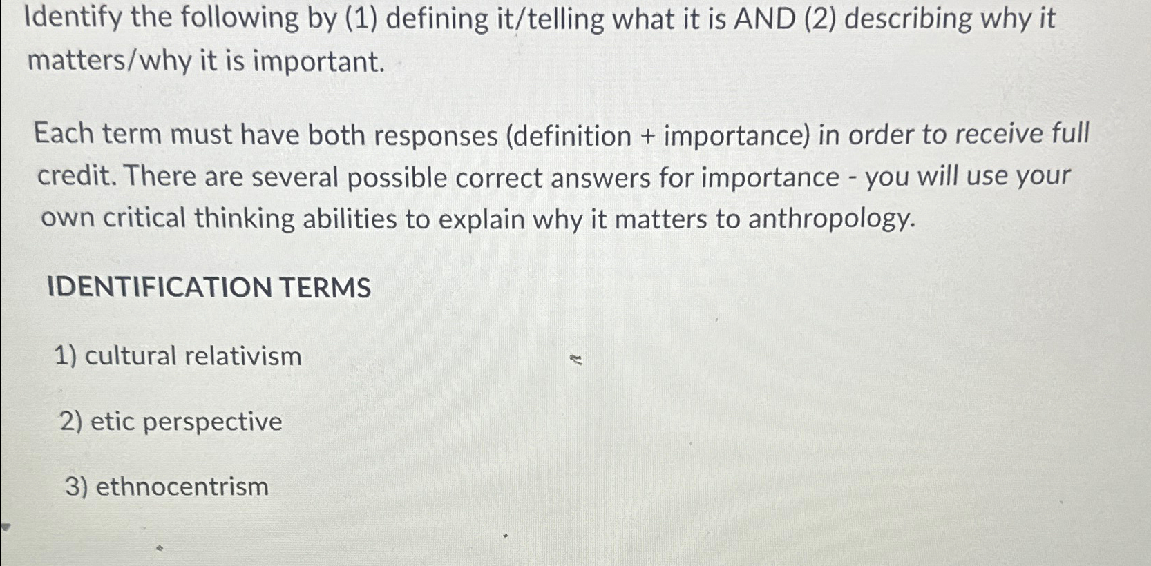Solved Identify the following by (1) ﻿defining it/telling | Chegg.com
