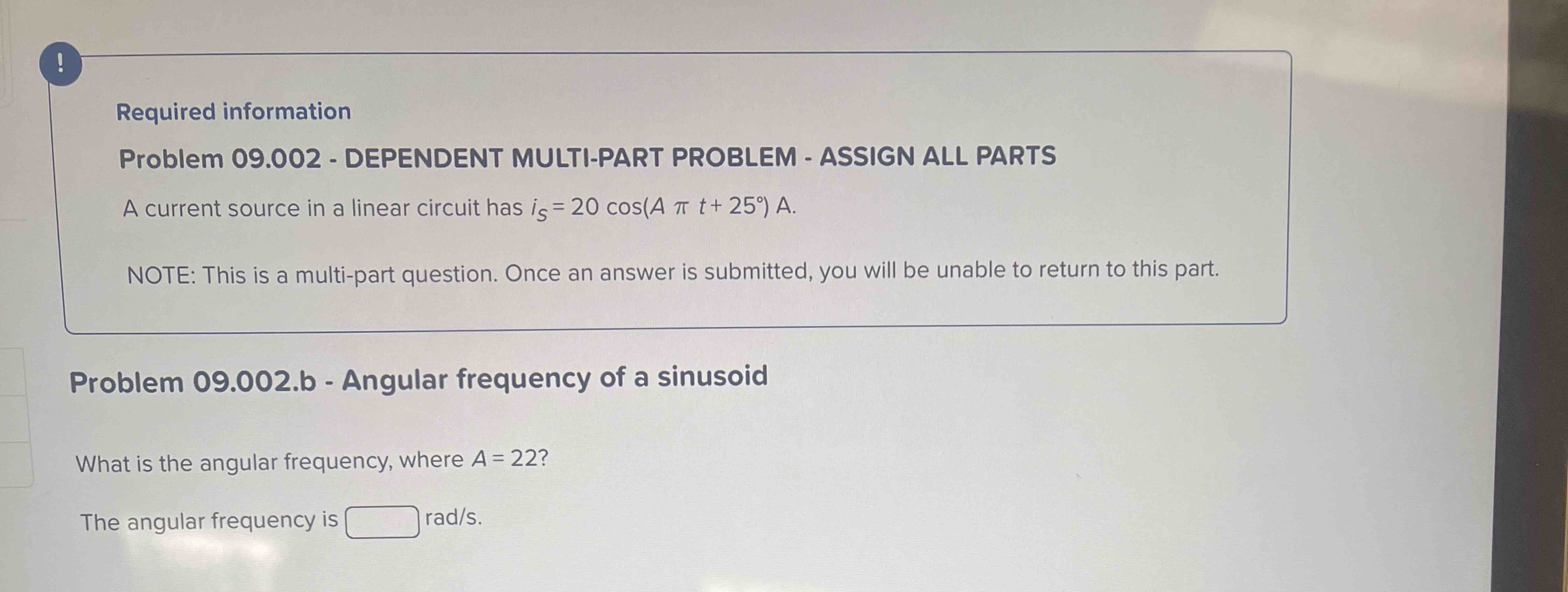 Solved !Required informationProblem 09.002 - ﻿DEPENDENT | Chegg.com