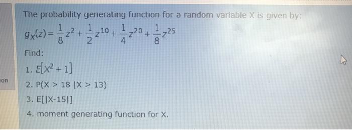 Solved The probability generating function for a random | Chegg.com