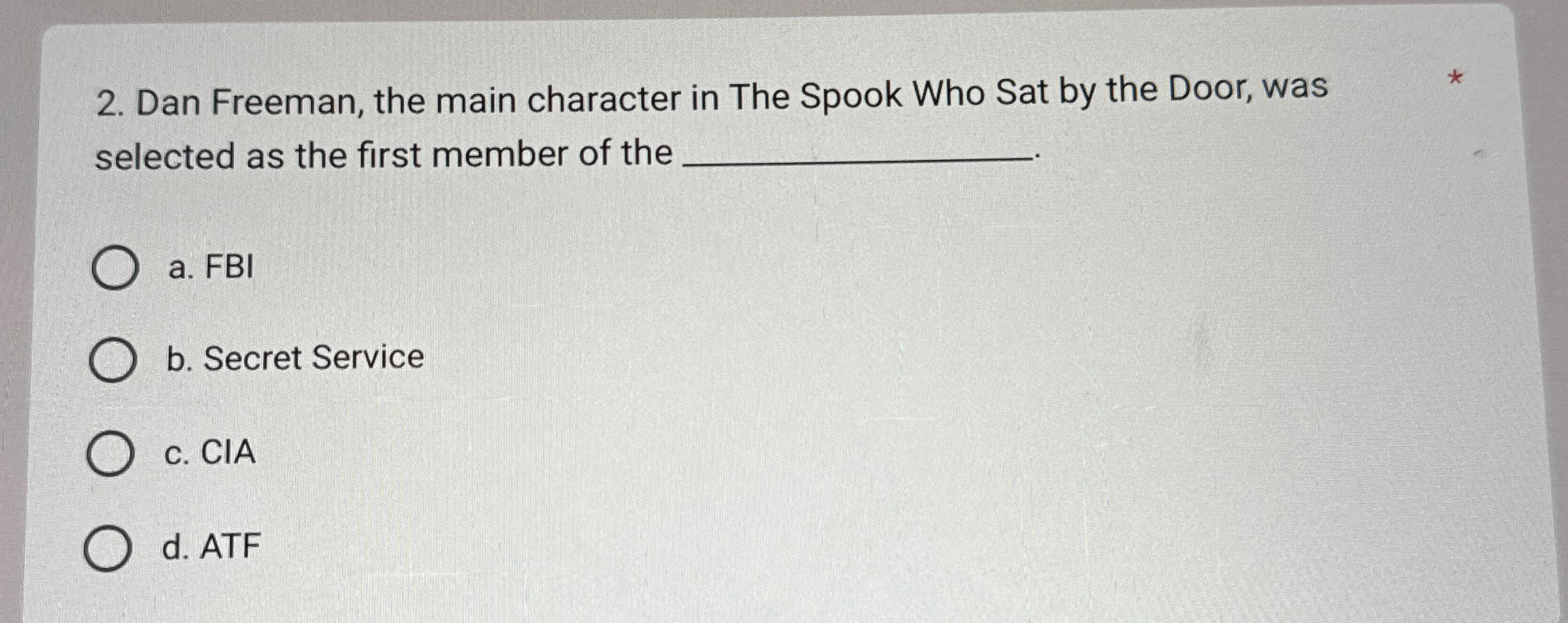 Solved Dan Freeman, the main character in The Spook Who Sat | Chegg.com