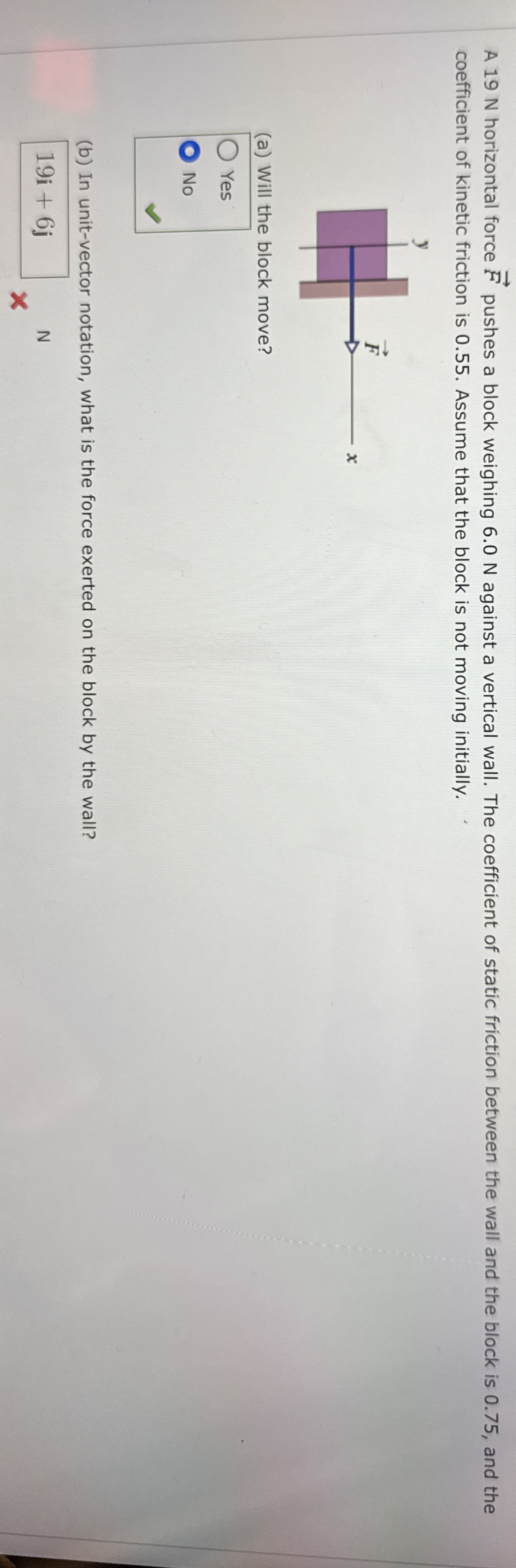 Solved A 19 ﻿N horizontal force vec(F) ﻿pushes a block | Chegg.com