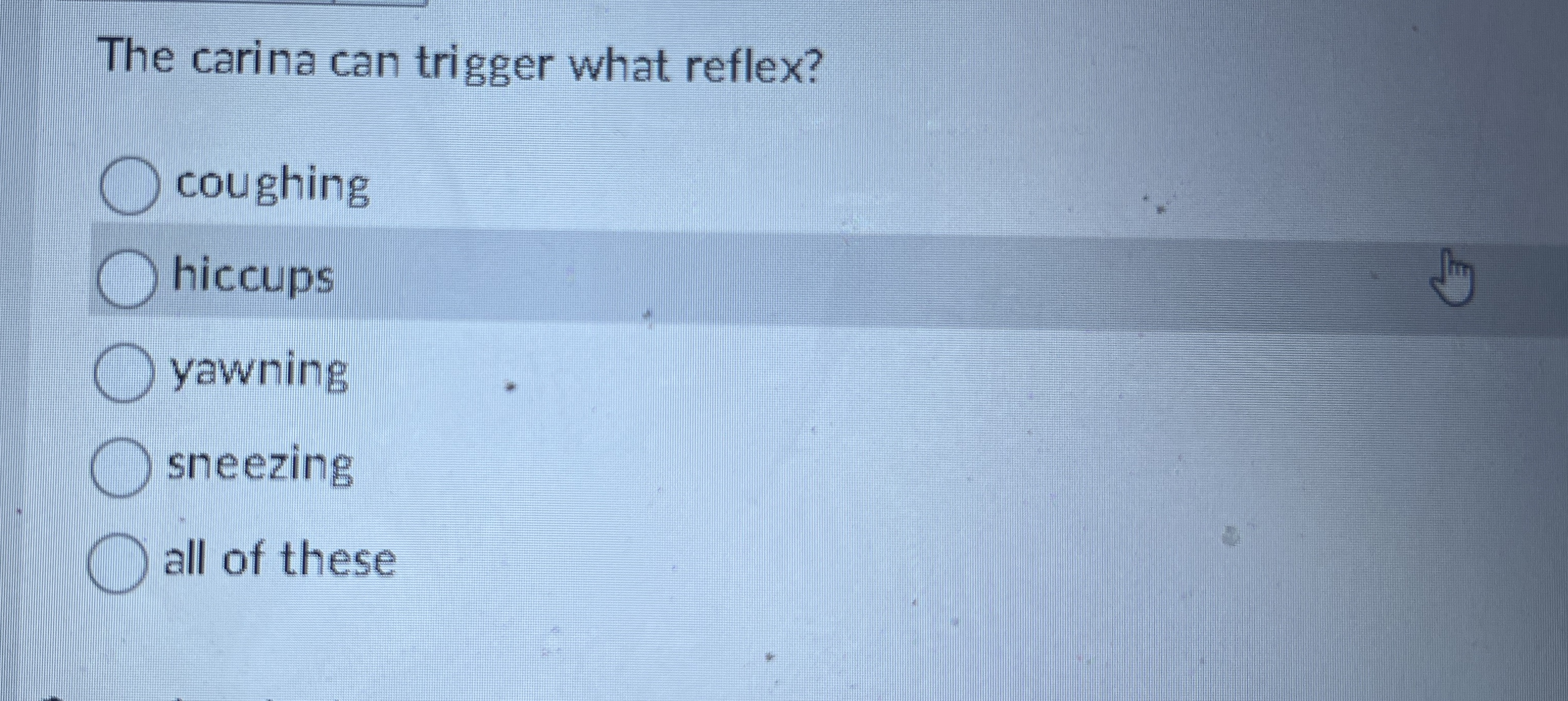 Solved The carina can trigger what | Chegg.com