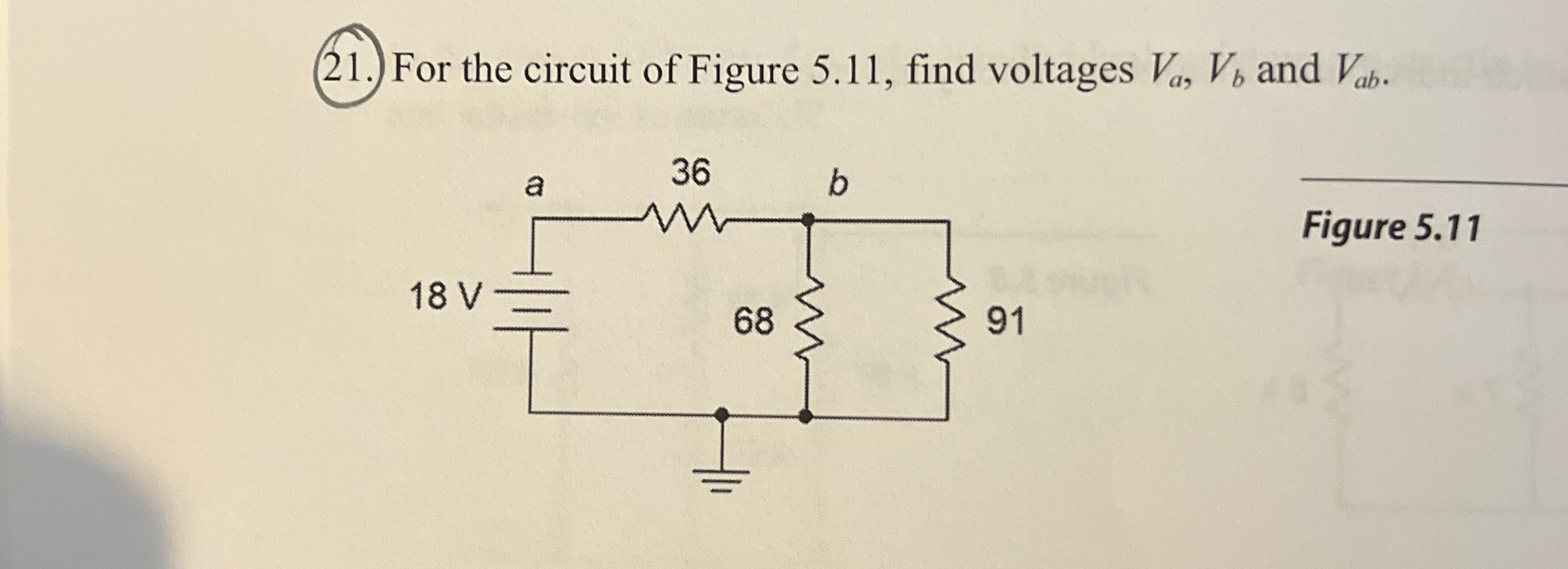 Solved For the circuit of Figure 5.11, ﻿find voltages Va,Vb | Chegg.com