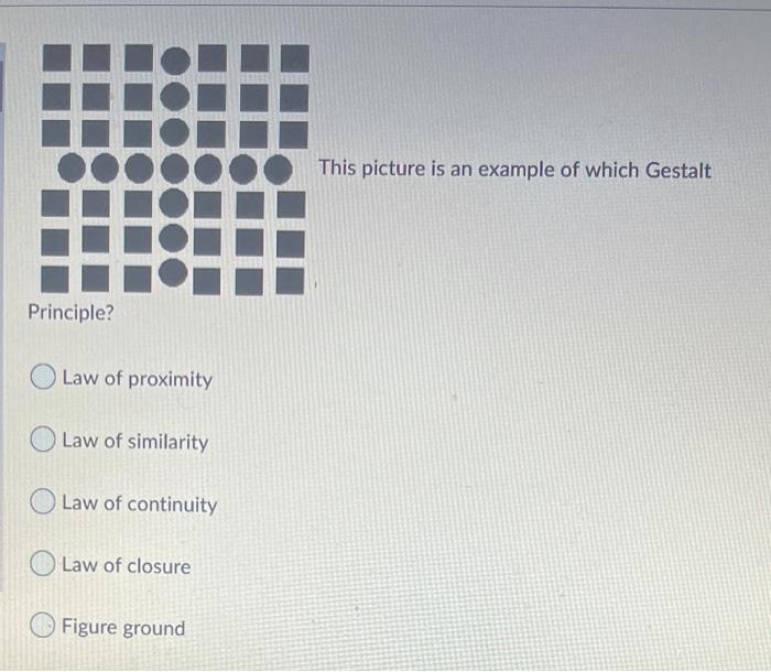 Solved This picture is an example of which Gestalt | Chegg.com
