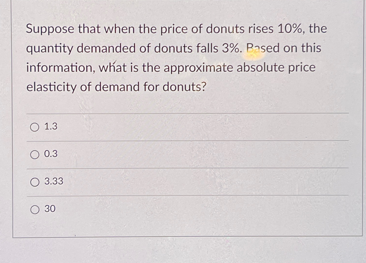 Solved Suppose that when the price of donuts rises 10%, ﻿the | Chegg.com