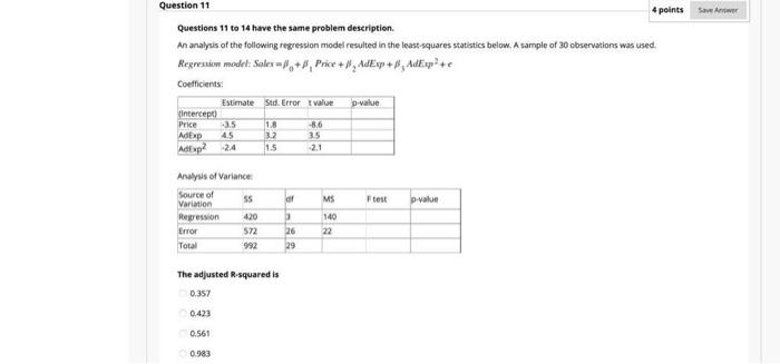 Solved Questions 11 to 14 have the same problem description. | Chegg.com