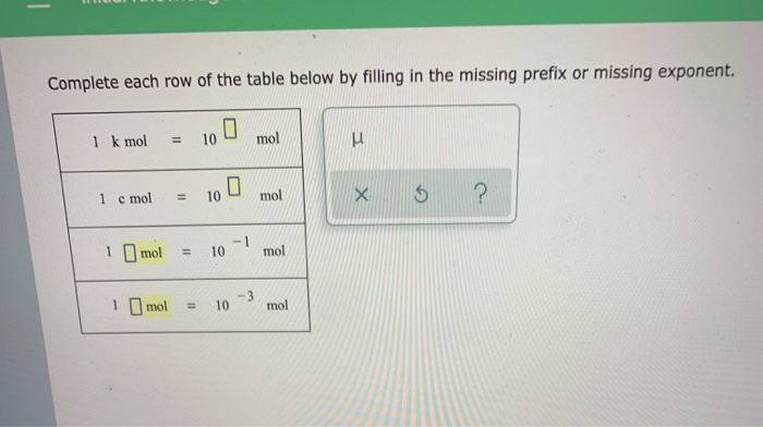 Solved Complete each row of the table below by filling in | Chegg.com