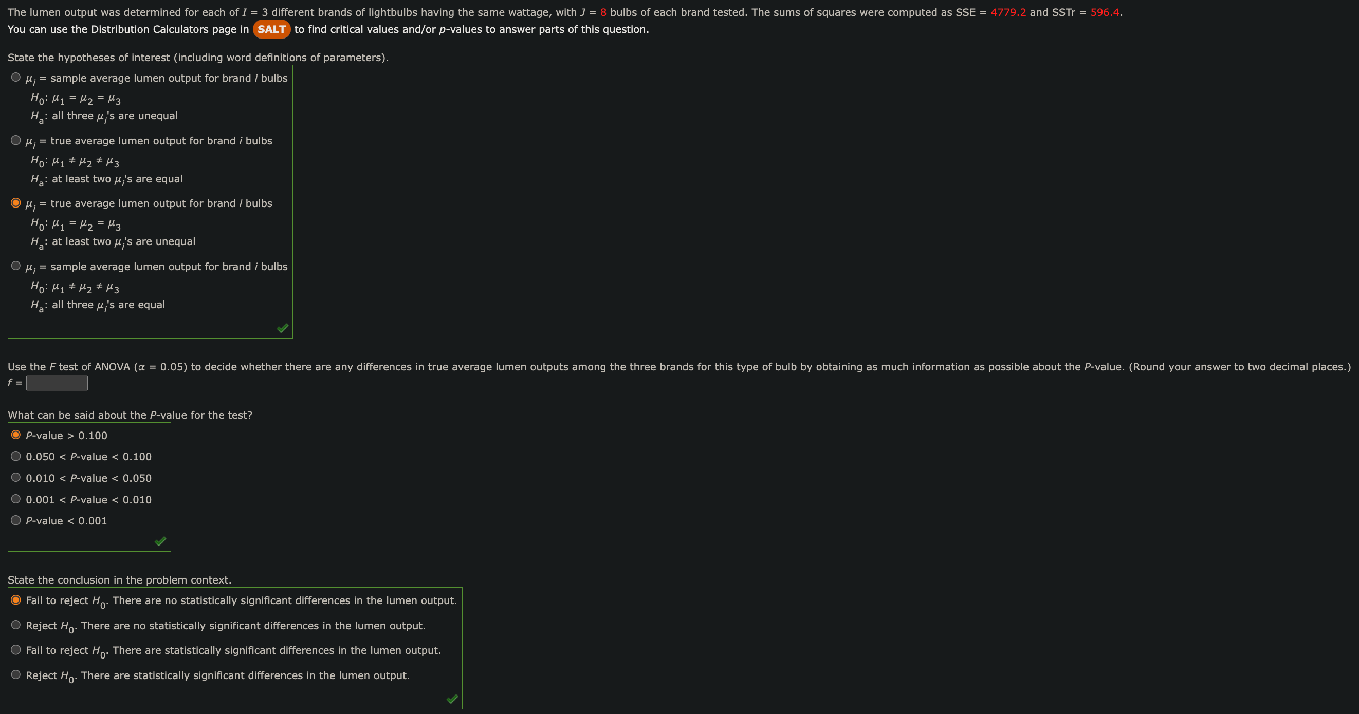 Solved The lumen output was determined for each of I=3 | Chegg.com