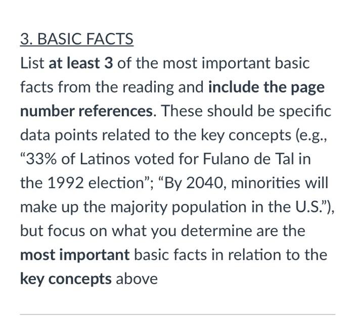Solved 3. BASIC FACTS List at least 3 of the most important | Chegg.com