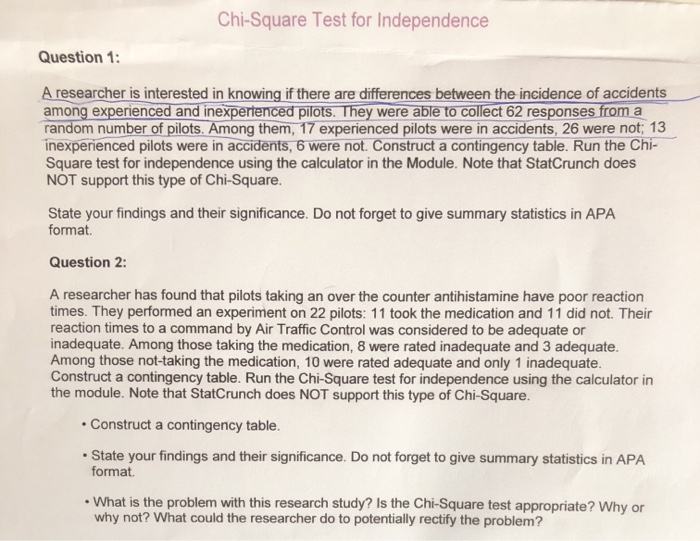 Solved Chi-Square Test for Independence Question 1: A | Chegg.com