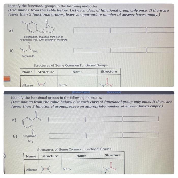 Solved Identify the functional groups in the following | Chegg.com