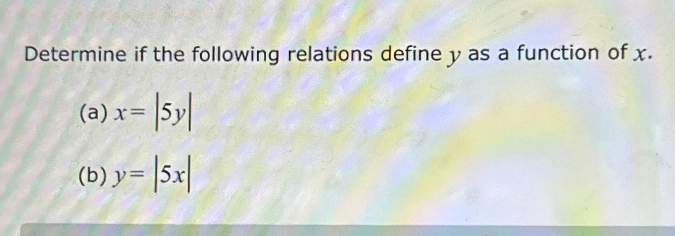 Solved Determine if the following relations define y ﻿as a | Chegg.com