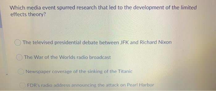 Solved Which media event spurred research that led to the | Chegg.com