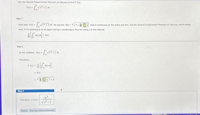 Solved Use the Second Fundamental Theorem of Calculus to | Chegg.com