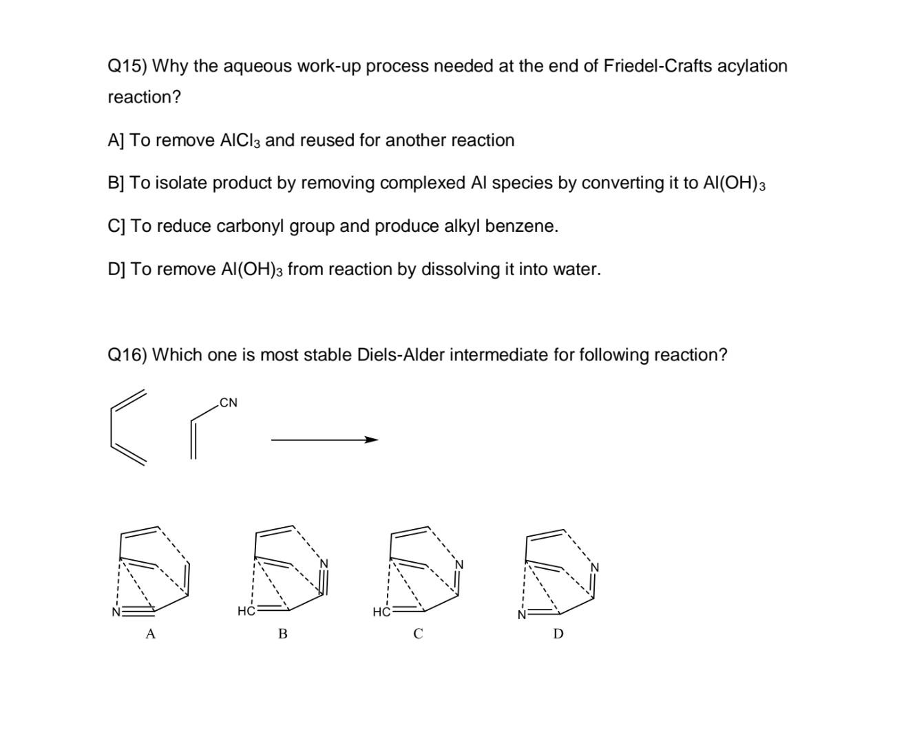 Solved Q15) Why the aqueous work-up process needed at the | Chegg.com