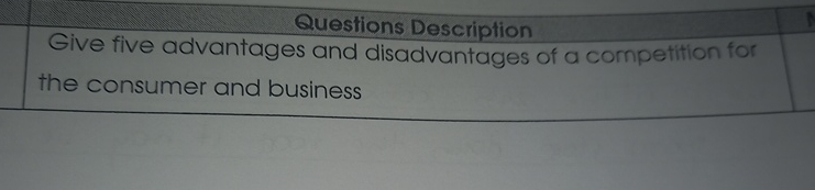 Solved Questions DescriptionGive five advantages and | Chegg.com