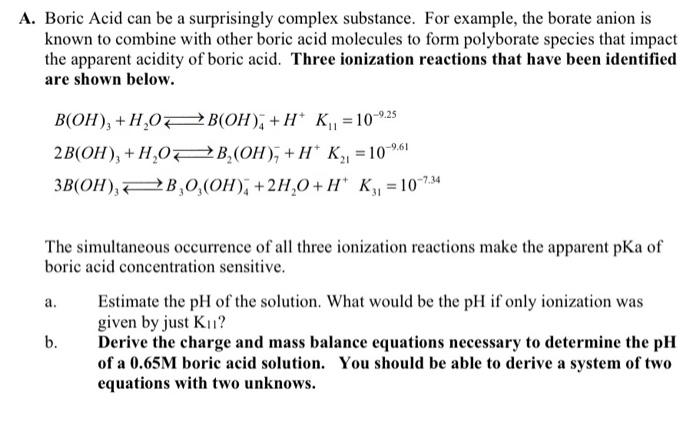 Boric Acid can be a surprisingly complex substance. | Chegg.com