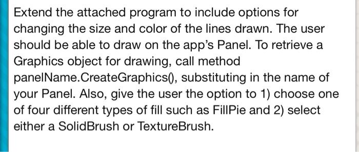 Solved Extend the attached program to include options for | Chegg.com