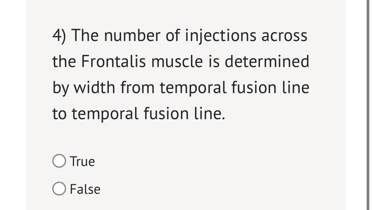 Solved The number of injections acrossthe Frontalis muscle | Chegg.com