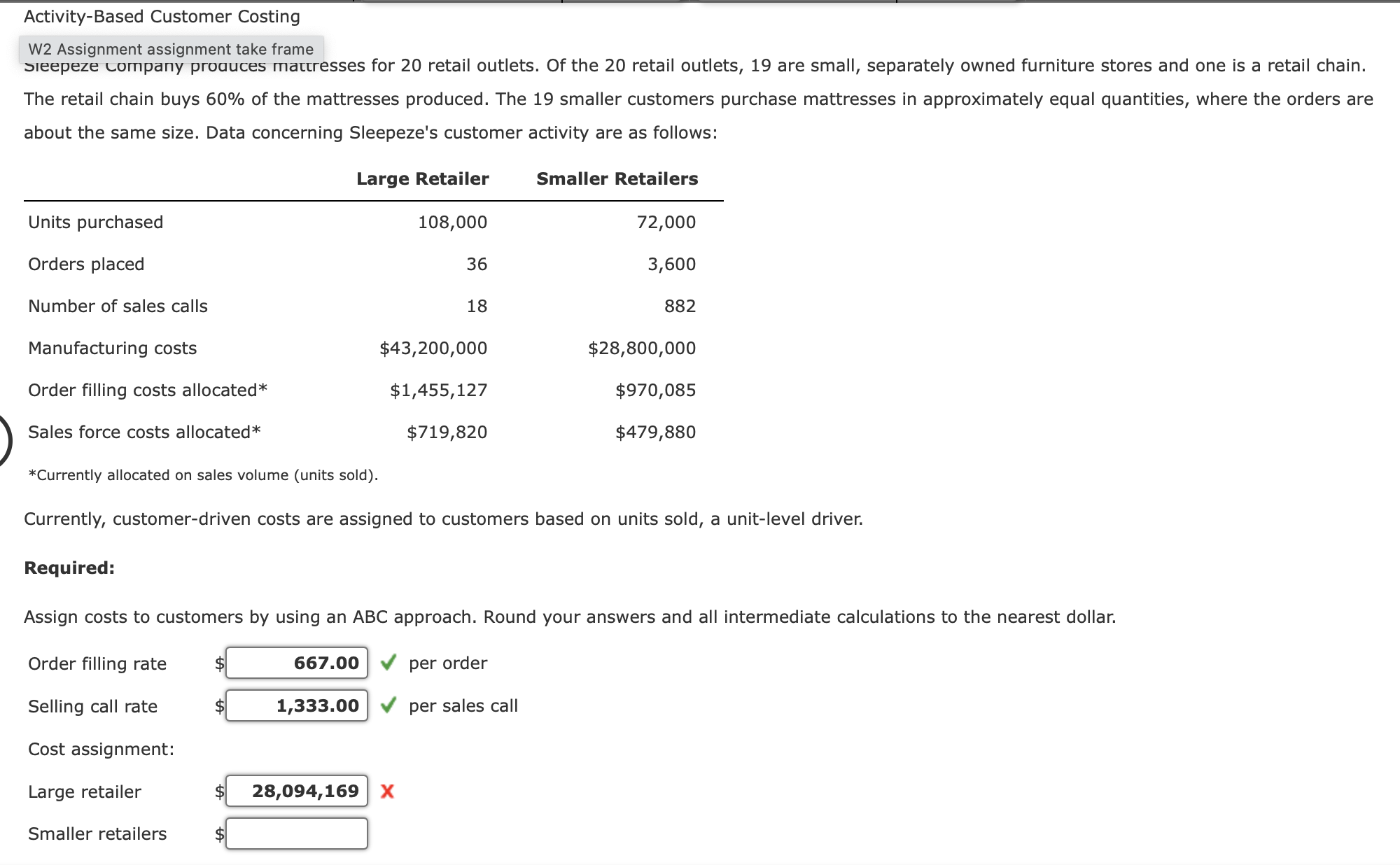 Solved Activity-Based Customer CostingW2 ﻿Assignment | Chegg.com