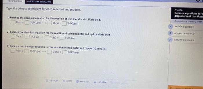 Solved Type the correct coefficient for each reactant and | Chegg.com