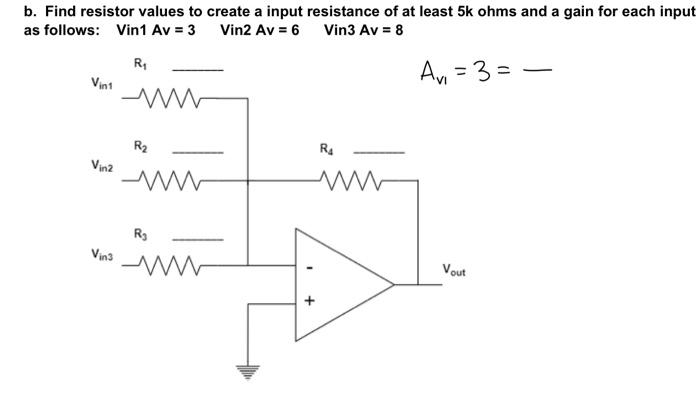 Solved b. Find resistor values to create a input resistance | Chegg.com