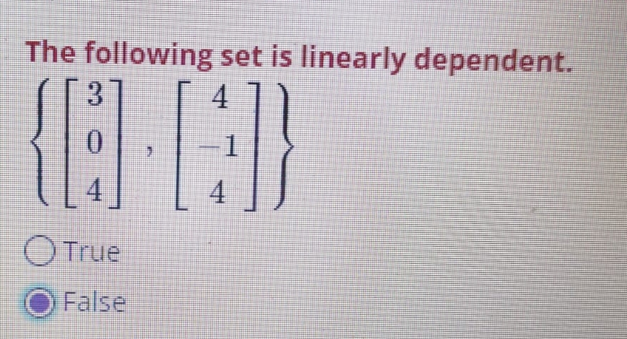 Solved The following set is linearly | Chegg.com