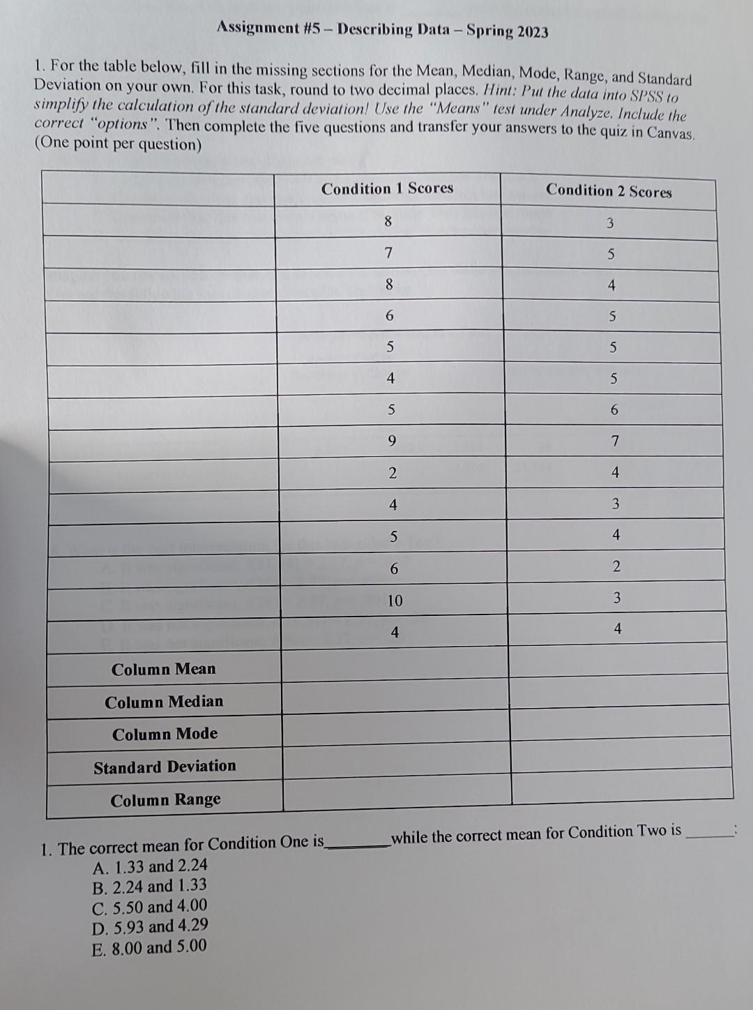Solved 1. For the table below, fill in the missing sections | Chegg.com