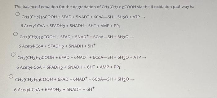 Solved The balanced equation for the degradation of | Chegg.com