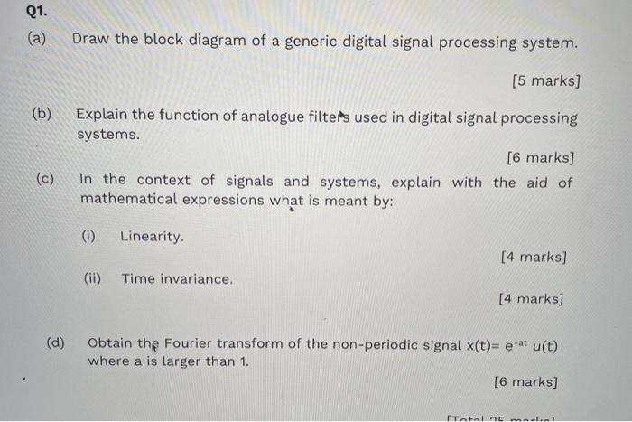 Solved Q1. (a) Draw the block diagram of a generic digital | Chegg.com