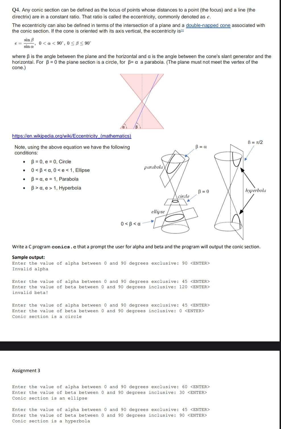 Solved Q4. Any conic section can be defined as the locus of | Chegg.com