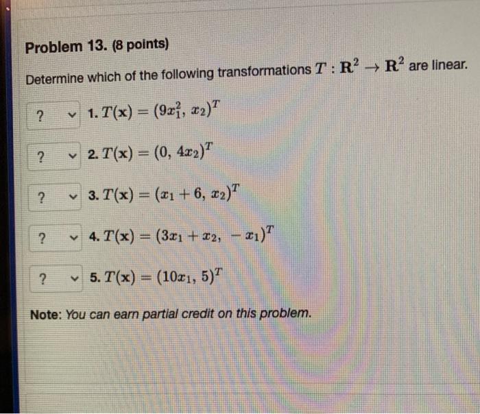 Solved Determine which of the following transformations | Chegg.com