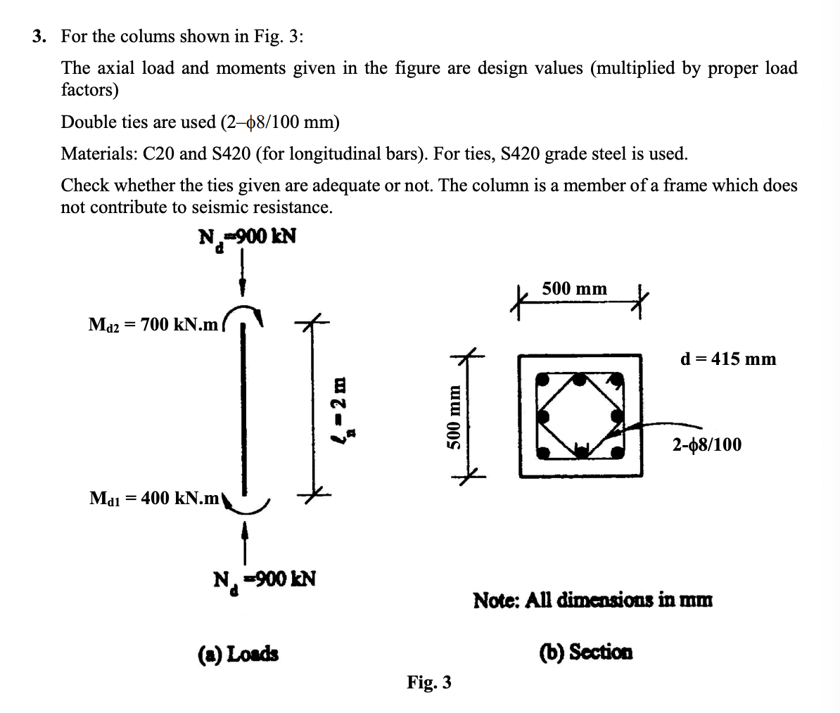 Solved For the colums shown in Fig. 3:The axial load and | Chegg.com
