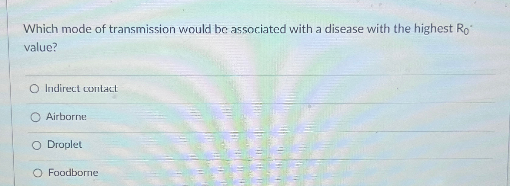 Solved Which mode of transmission would be associated with a | Chegg.com