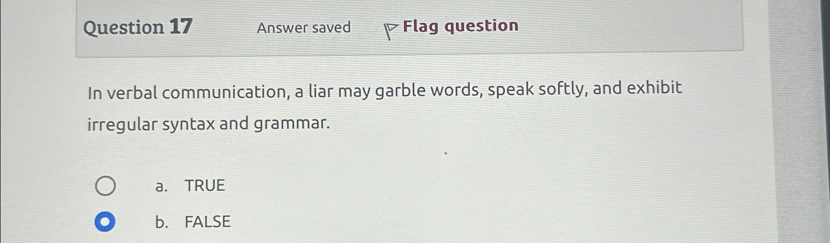 Solved Question 17Answer saved1 ﻿Flag questionIn verbal | Chegg.com