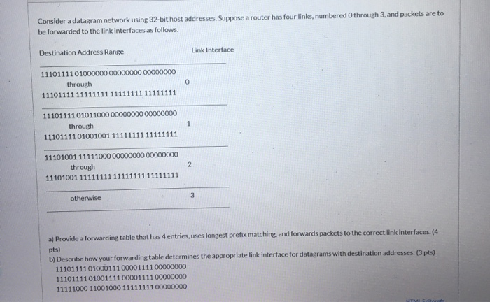 Solved Consider a datagram network using 32-bit host | Chegg.com