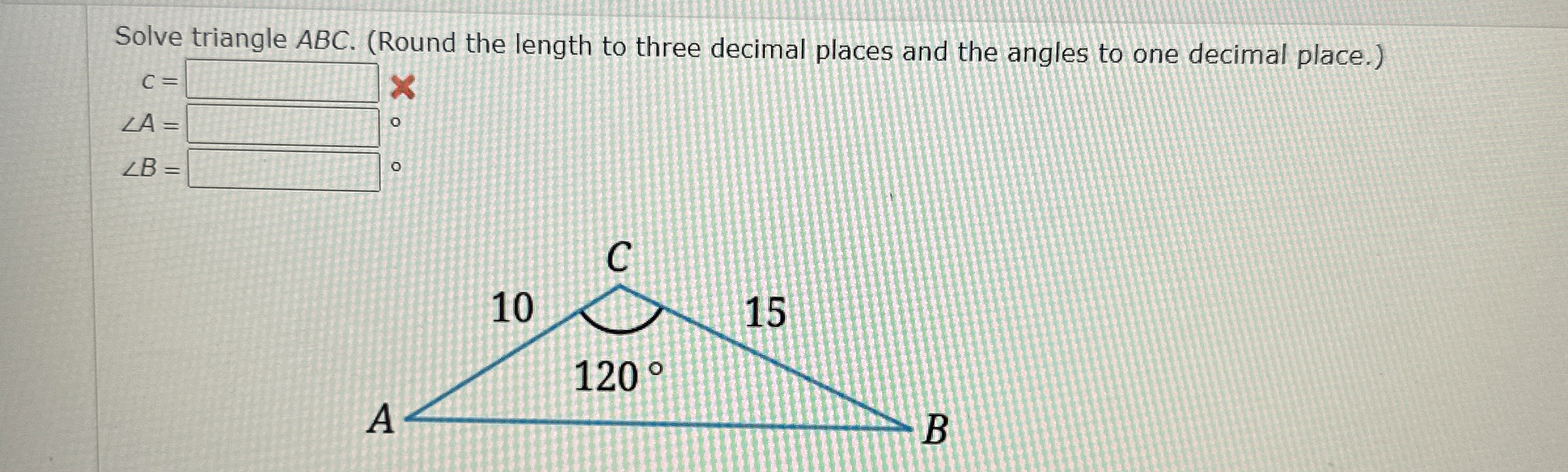 Solved Solve triangle ABC. (Round the length to three | Chegg.com Solved Solve triangle ABC. (Round the length to three | Chegg.com