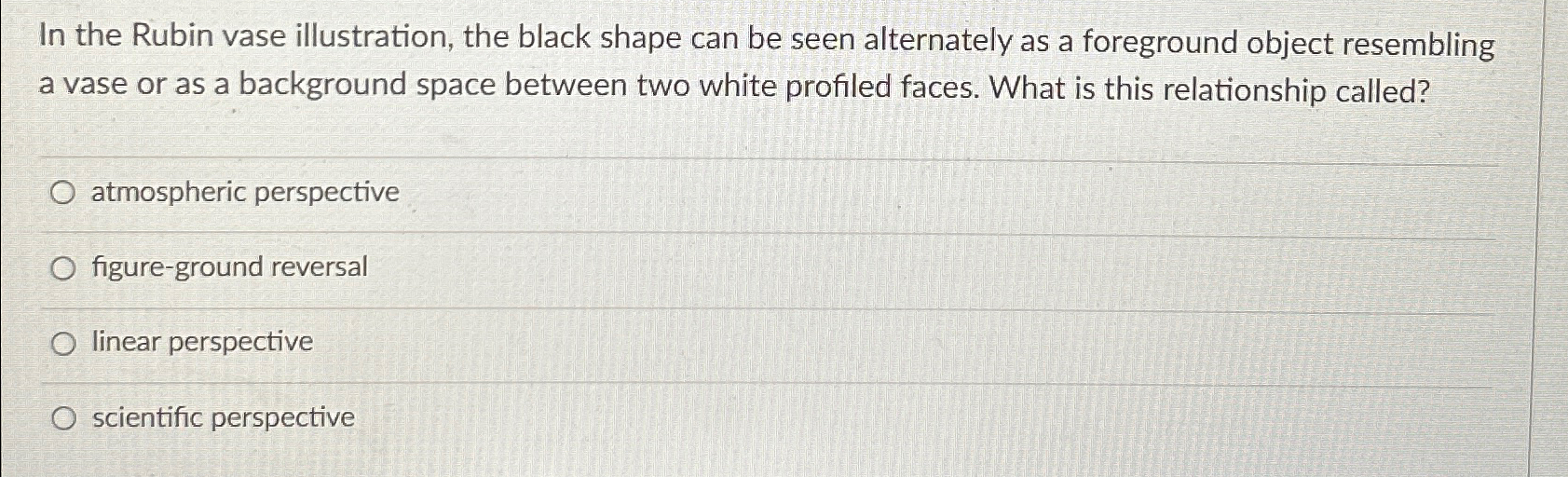 Solved In the Rubin vase illustration, the black shape can | Chegg.com