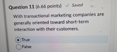Question 11 ( 6.66 ﻿points) ﻿SavedWith transactional | Chegg.com