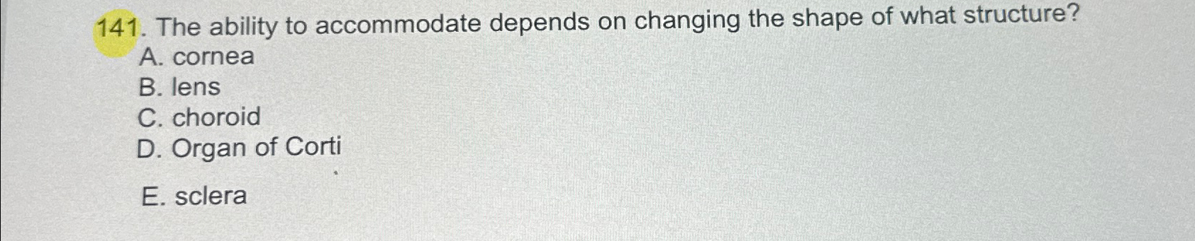 Solved The ability to accommodate depends on changing the | Chegg.com