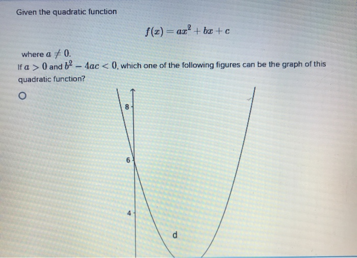 Solved Given the quadratic function f(0) = ax2 + bx+c where | Chegg.com