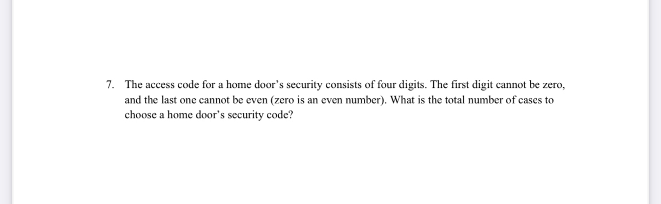 Solved The access code for a home door's security consists | Chegg.com
