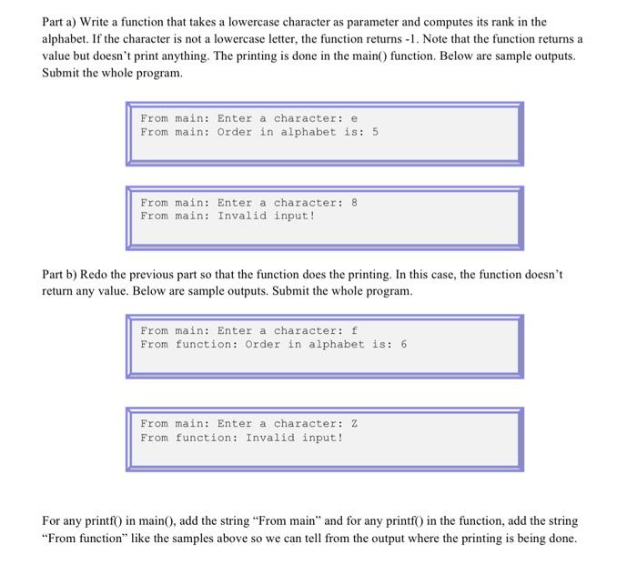 Solved Part ) Write a function that takes a lowercase | Chegg.com