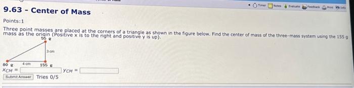 Solved Three point masses are placed at the corners of a | Chegg.com
