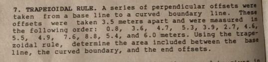 Solved 7. TRAPEZOIDAL RULE. A series of perpendicular | Chegg.com