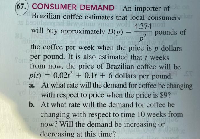 Solved 57.) CONSUMER DEMAND An importer of Brazilian coffee | Chegg.com