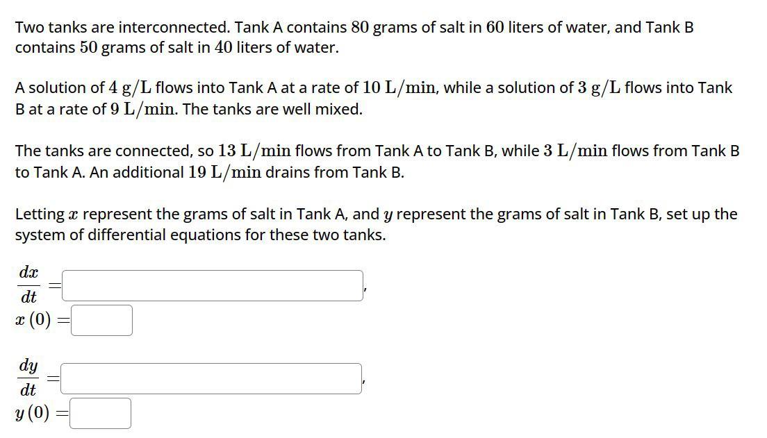 Solved Two tanks are interconnected. Tank A contains 80 | Chegg.com