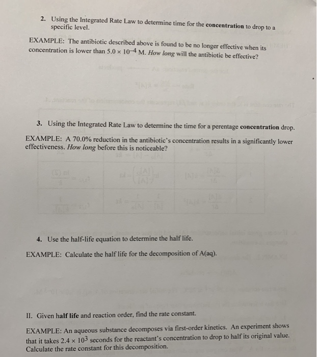 Solved Recap Integrated Rate Law and Half Life Equations For | Chegg.com